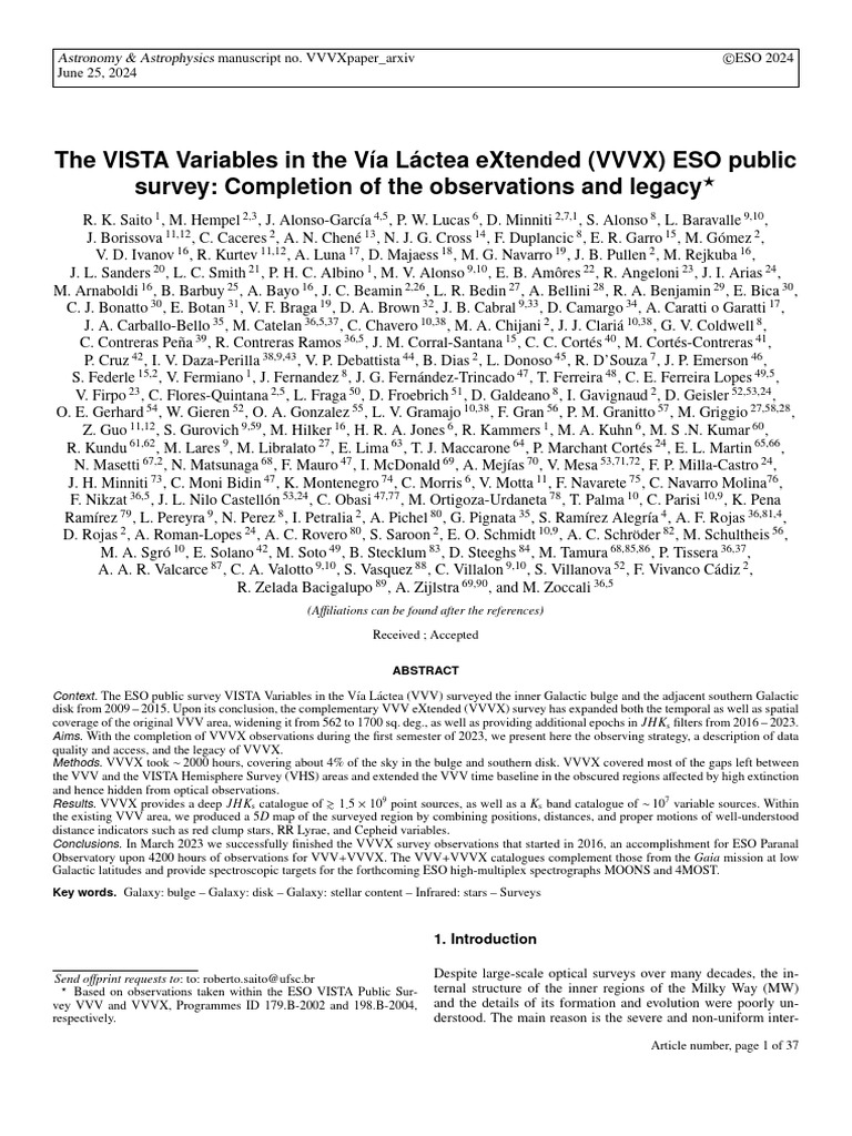 The Vista Variables in The Vía Láctea Extended (VVVX) Eso Public Survey ...