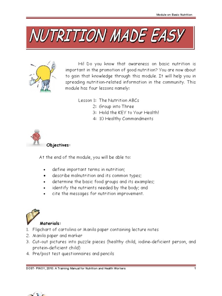Basic Nutrition Awareness Module | PDF | Nutrients | Nutrition