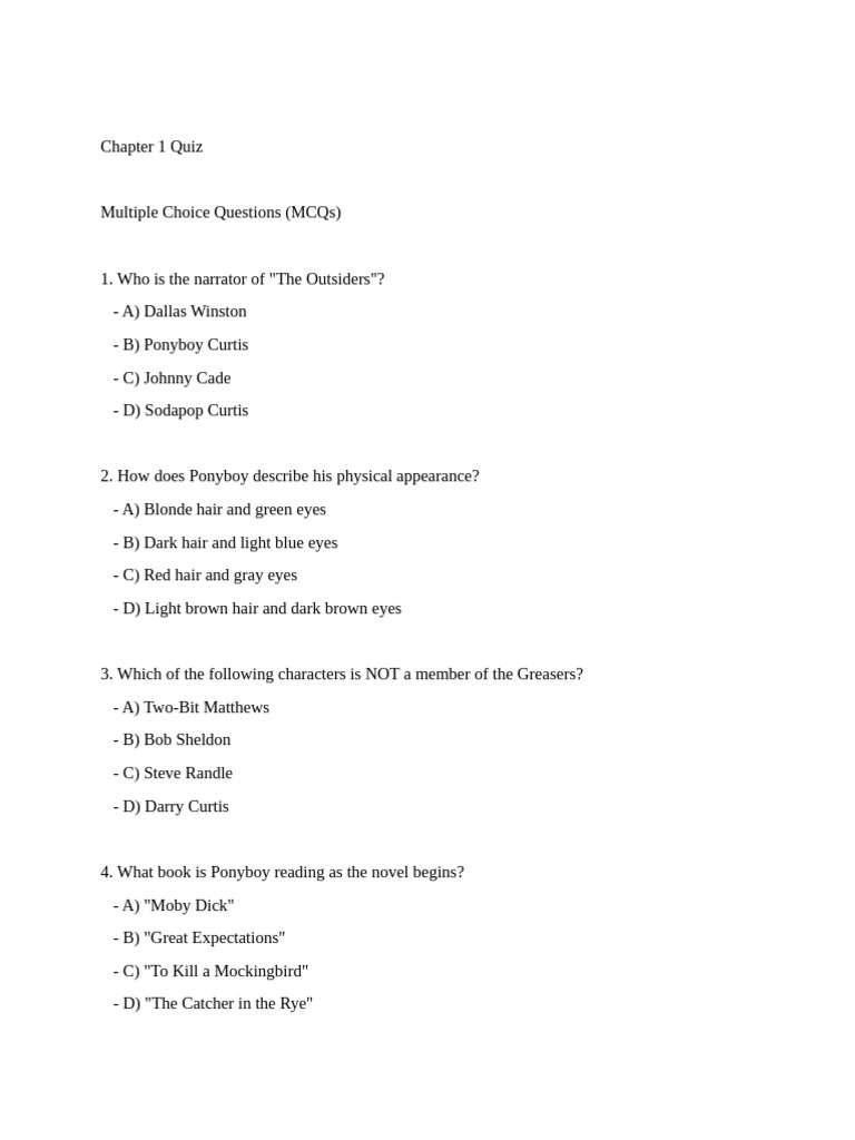 Chapter 1 Quiz- OUt | PDF