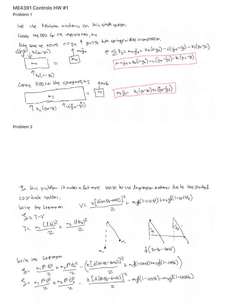 ME4391 Controls HW #1 | PDF