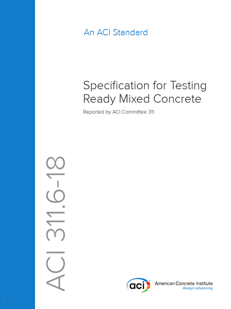 ACI 311.6-18 Specification For Testing Ready Mixed Concrete | PDF