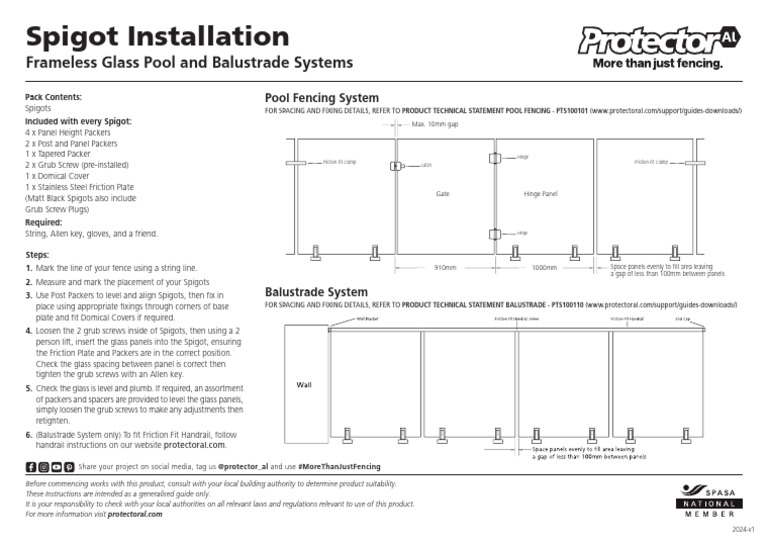 Spigot Pool Balustrade Installation Guide 2024v1 - 02 | PDF