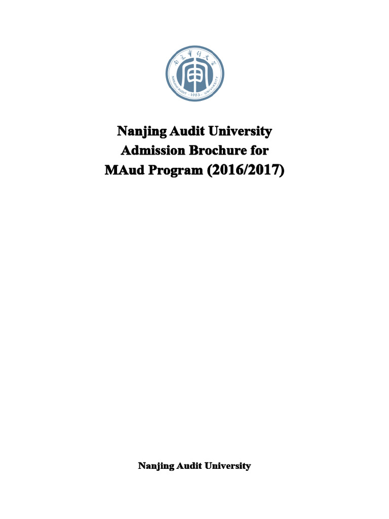 China - Admission Brochure For MAud Program - Nanjing Audit University ...
