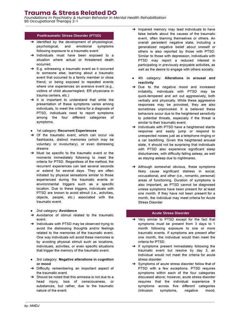 Trauma Stress Related DO | PDF