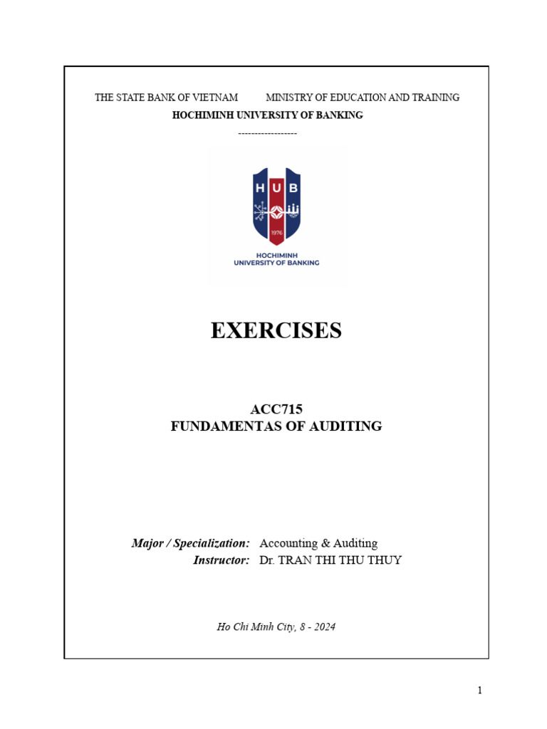 Exercises - Acc715 Fundamentals of Auditing | PDF