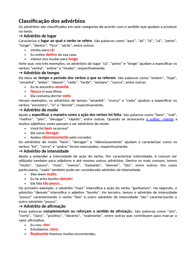 Adverbios 7 Ano | PDF
