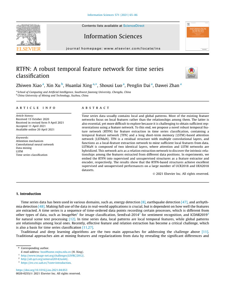 RTFN - A Robust Temporal Feature Network For Time Series Classification | PDF