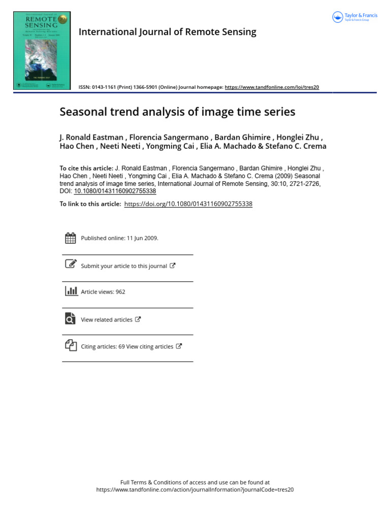 Seasonal Trend Analysis of Image Time Series | PDF