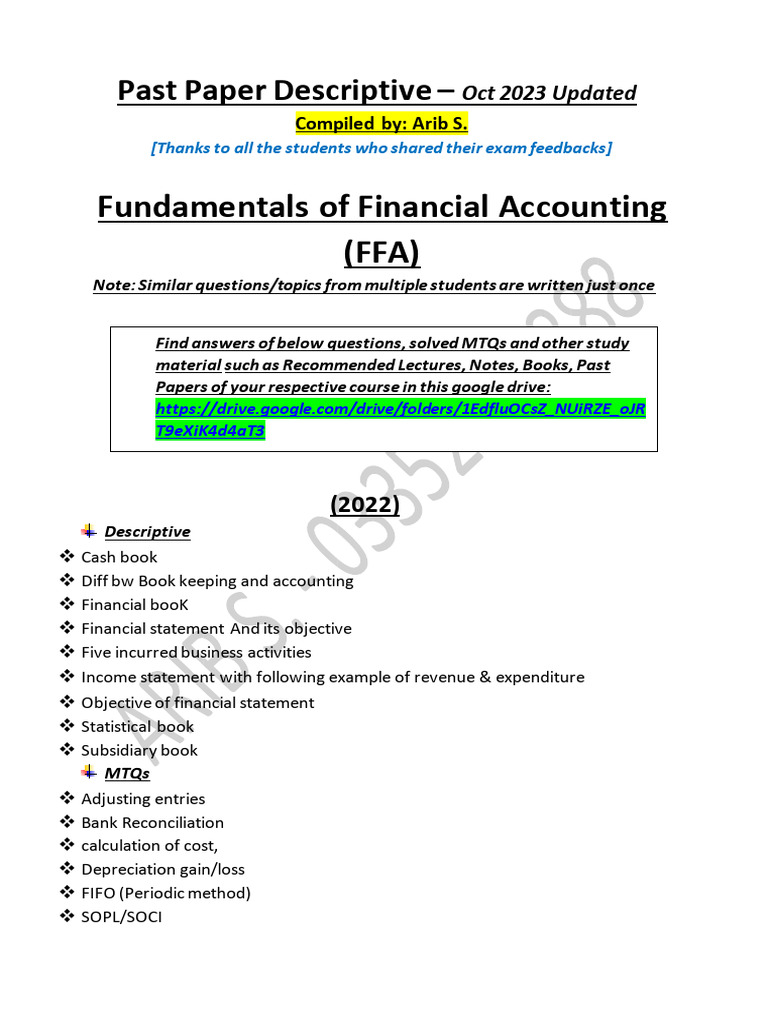 01. PP FFA - OCT Updated | PDF