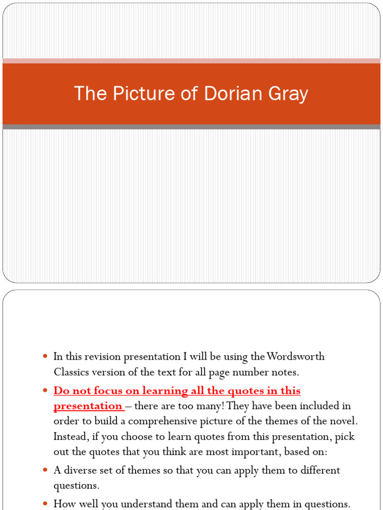 Dorian Gray: Key Themes and Summary | PDF | The Picture Of Dorian Gray
