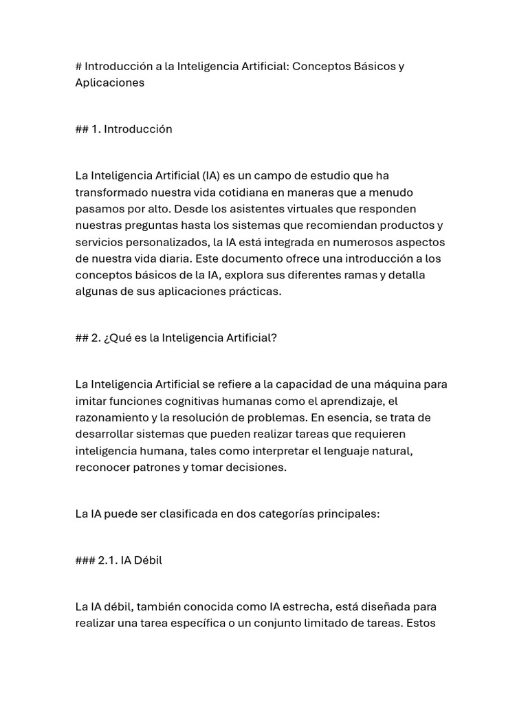 Introducción A La Inteligencia Artificial | PDF | Inteligencia artificial | Inteligencia (IA) y ...