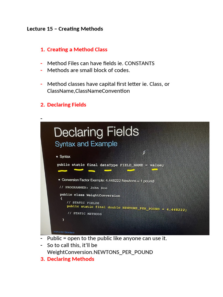 Lecture 15 - Creating Methods | PDF