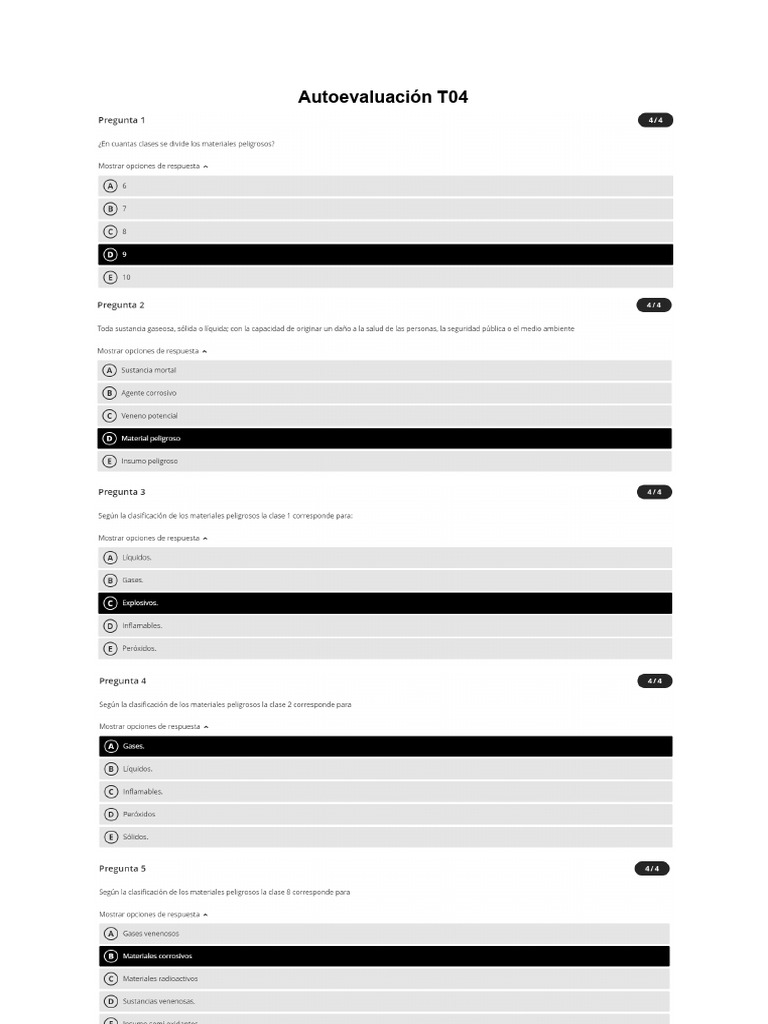 Autoevaluación T04 - SEGURIDAD E HIGIENE INDUSTRIAL | PDF