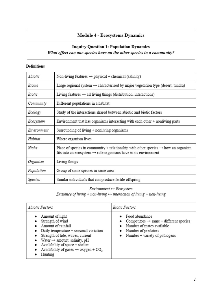 Module 4 Ecosystems Dynamics 1 | PDF