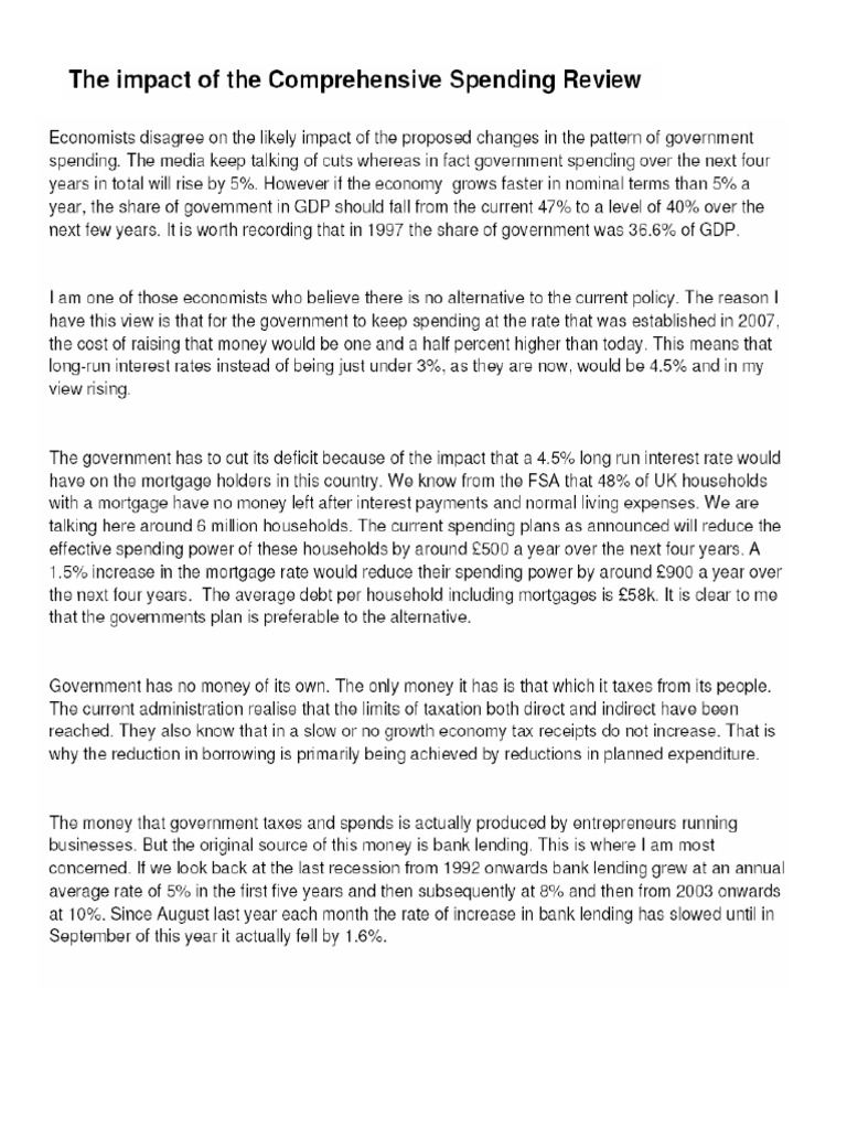 Impact of Spending Review | PDF