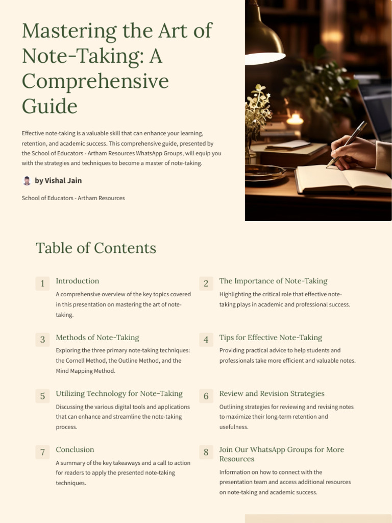 Mastering The Art of Note Taking A Comprehensive Guide | PDF