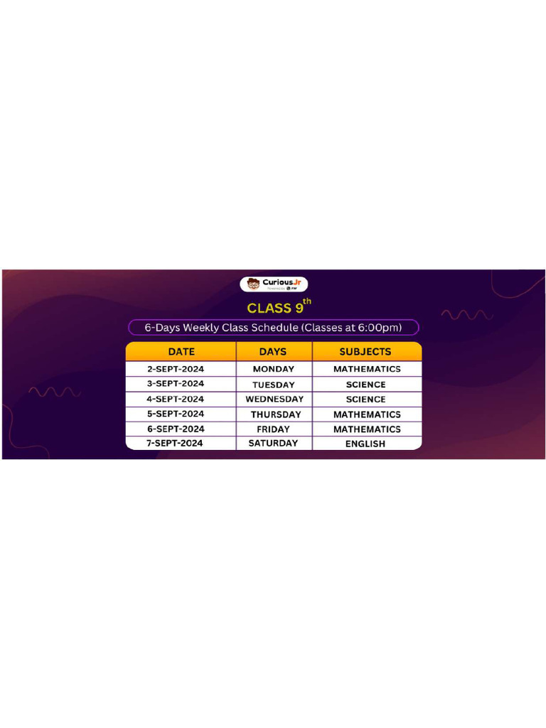 Class Schedule - PDF Only | PDF