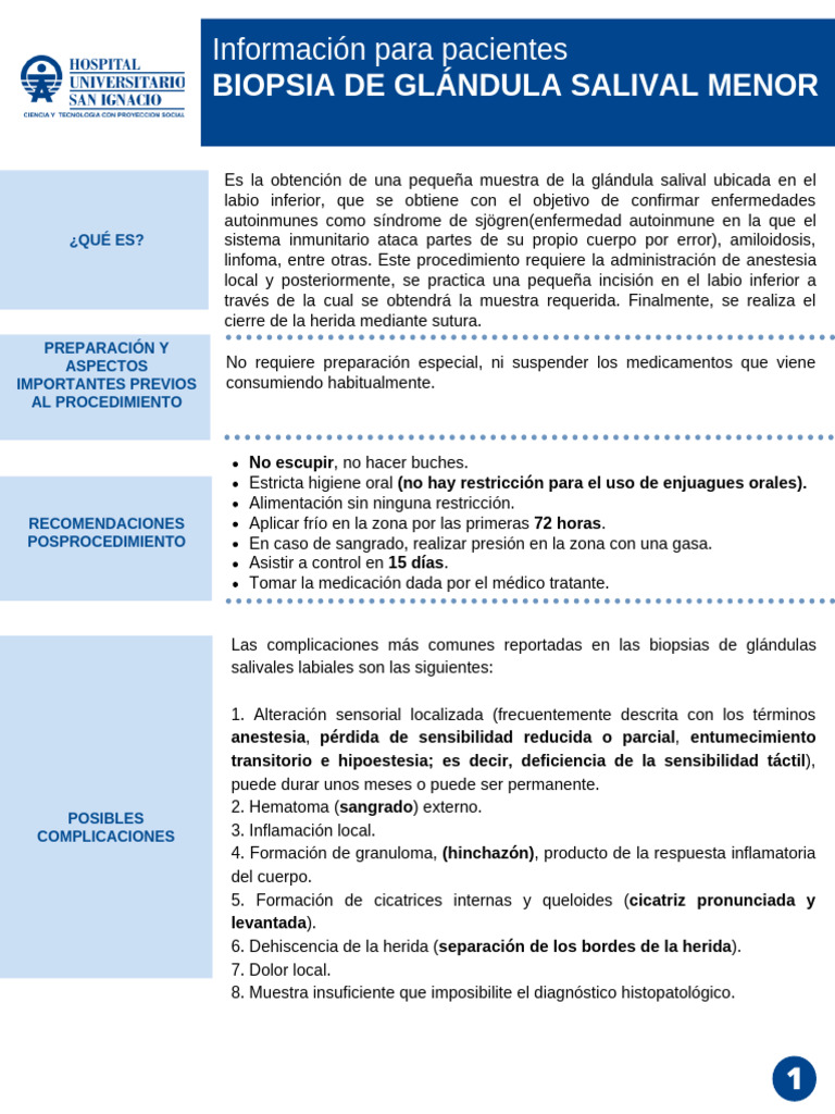 Biopsia de Glándula Salival Menor: Guía para Pacientes | PDF | Biopsia ...