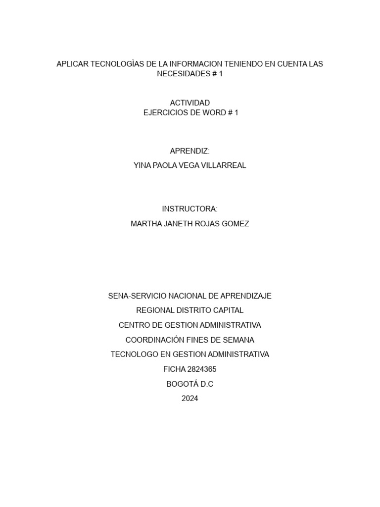 Ejercicios De Word Pdf