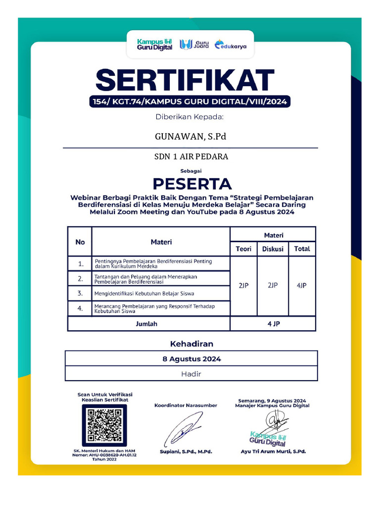 Sertifikat Praktik Baik | PDF