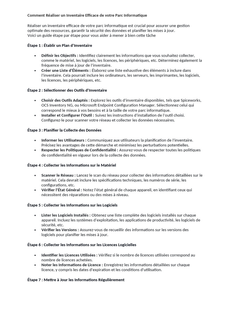 Comment Réaliser Un Inventaire Efficace de Votre Parc Informatique | PDF