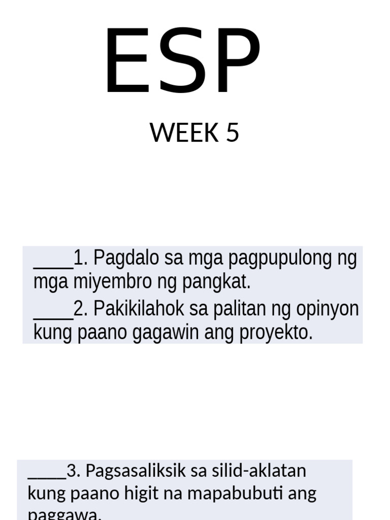 ESP Q1 WEEK 5 | PDF