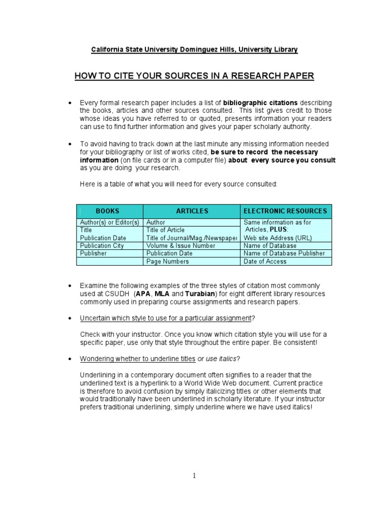 Citing Sources | PDF | A Manual For Writers Of Research Papers | Citation