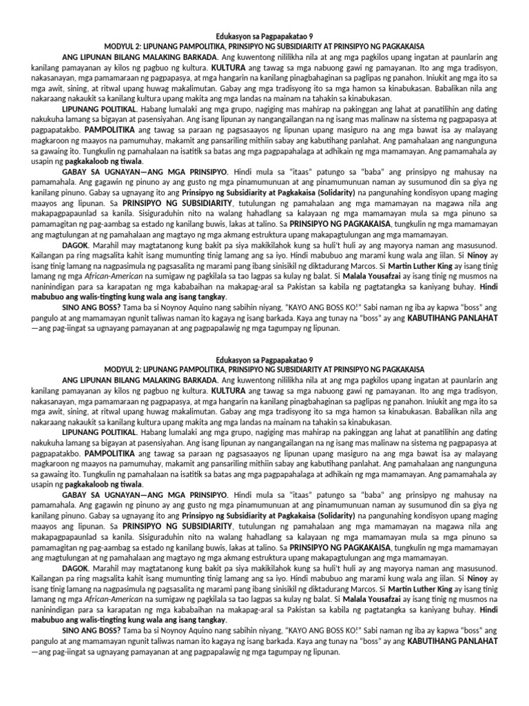 EsP 9 Handouts M2 | PDF