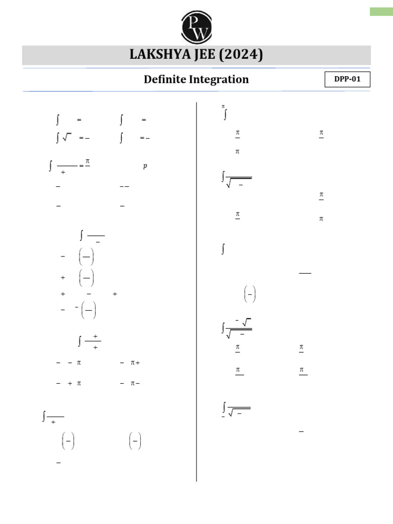 .Trashed-1728039864-Definite Integration DPP 01 of Lec 03 Lakshya JEE 2024 | PDF