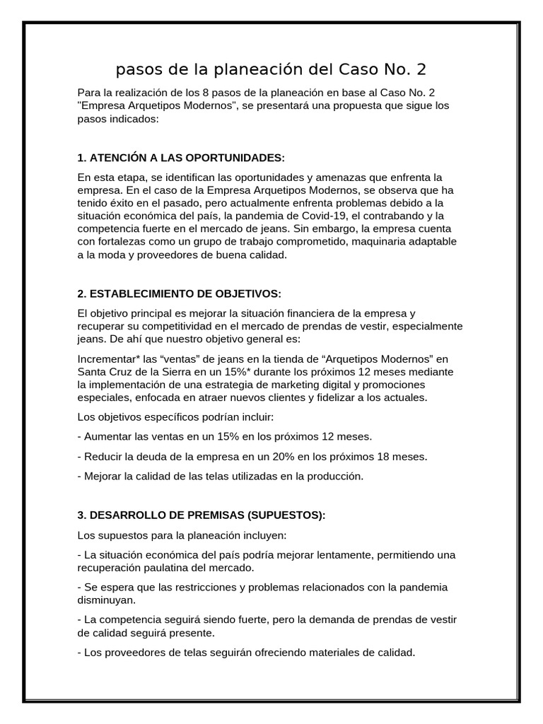 pasos de la planeación del Caso No[1] | PDF