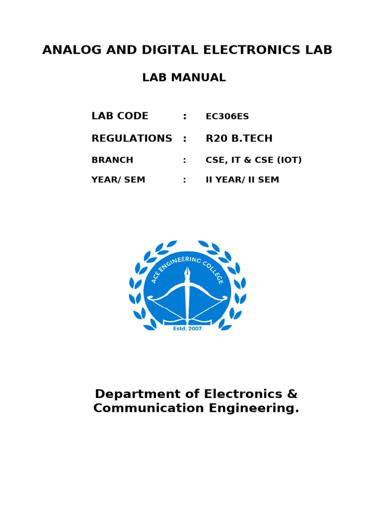 99analog and Digital Electronics Lab | PDF