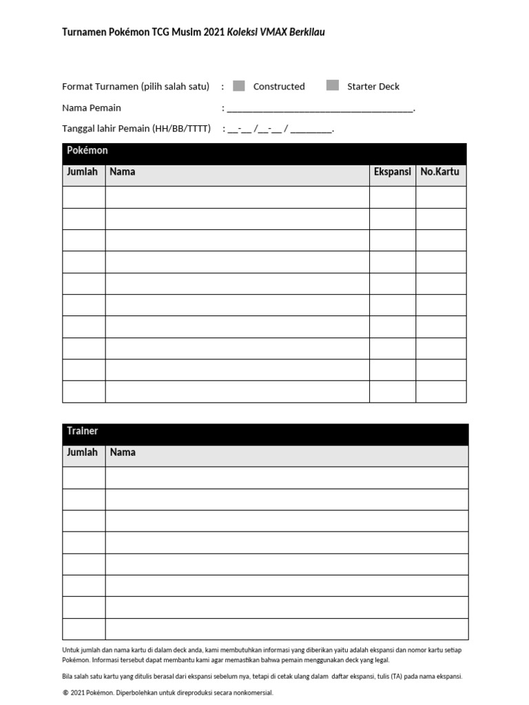 Decklist Pokémon TCG Indonesia-1 | PDF