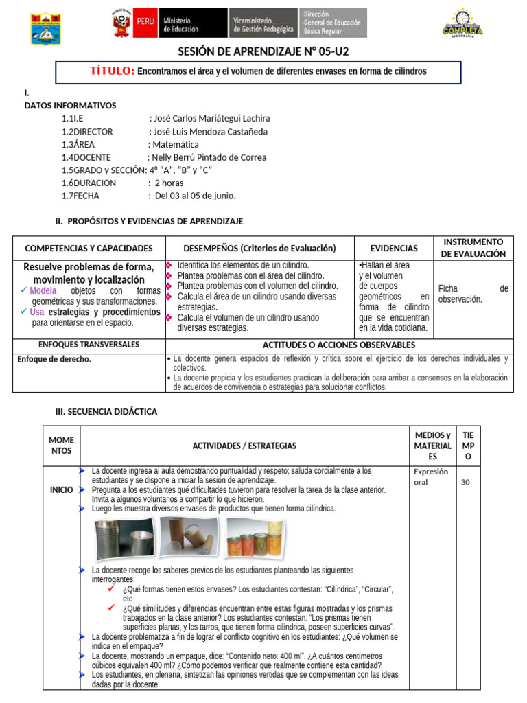 Sesión de Aprendizaje #05-U2 | PDF