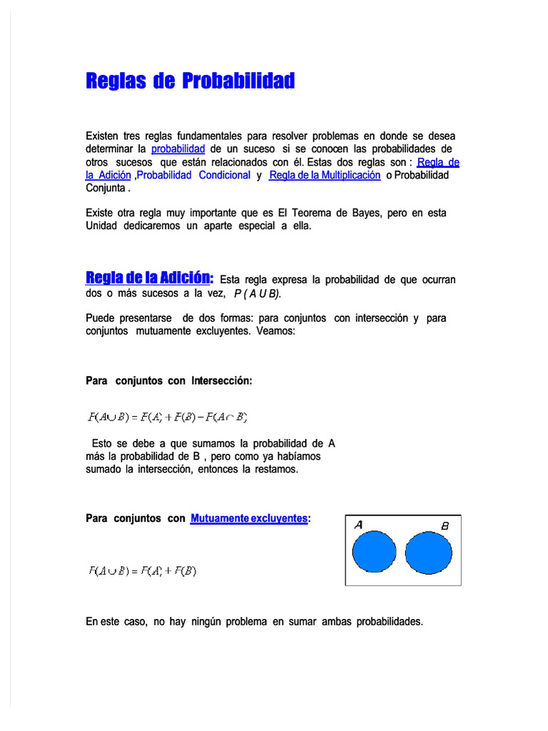 PDF Reglas de La Probabilidad - Compress | PDF | Probabilidad | Teoría ...
