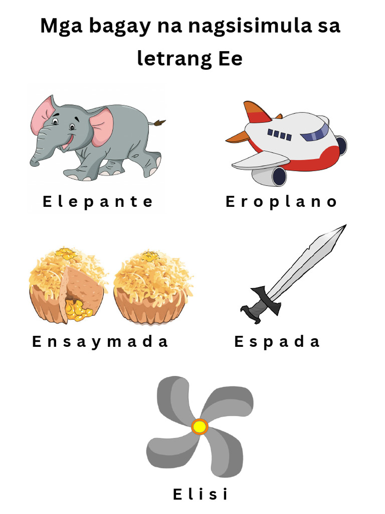 Mga Bagay Na Nagsisimula Sa Letrang E | PDF