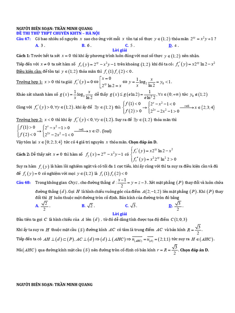 Huong Dan Giai Toan VDC Trong Cac de Thi Thu TN THPT 2024 Mon Toan | PDF
