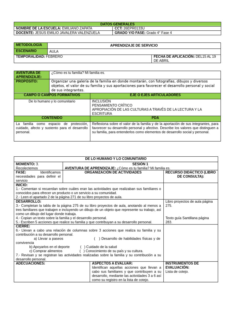 Hyc 15-19 Abril Como Es Tu Familia...Mi Familia Es | PDF