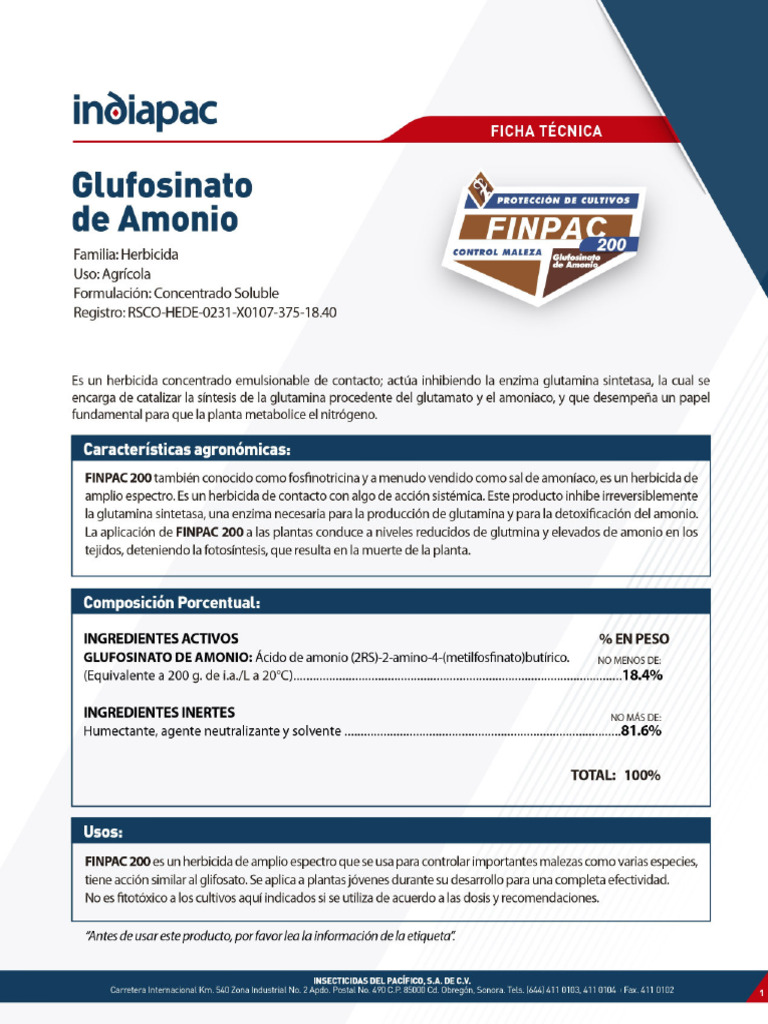 Finpac 200 Ficha Tecnica | PDF