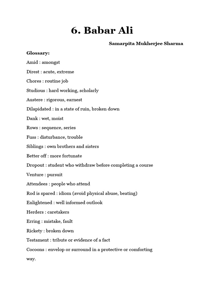 Babar Ali Notes | PDF
