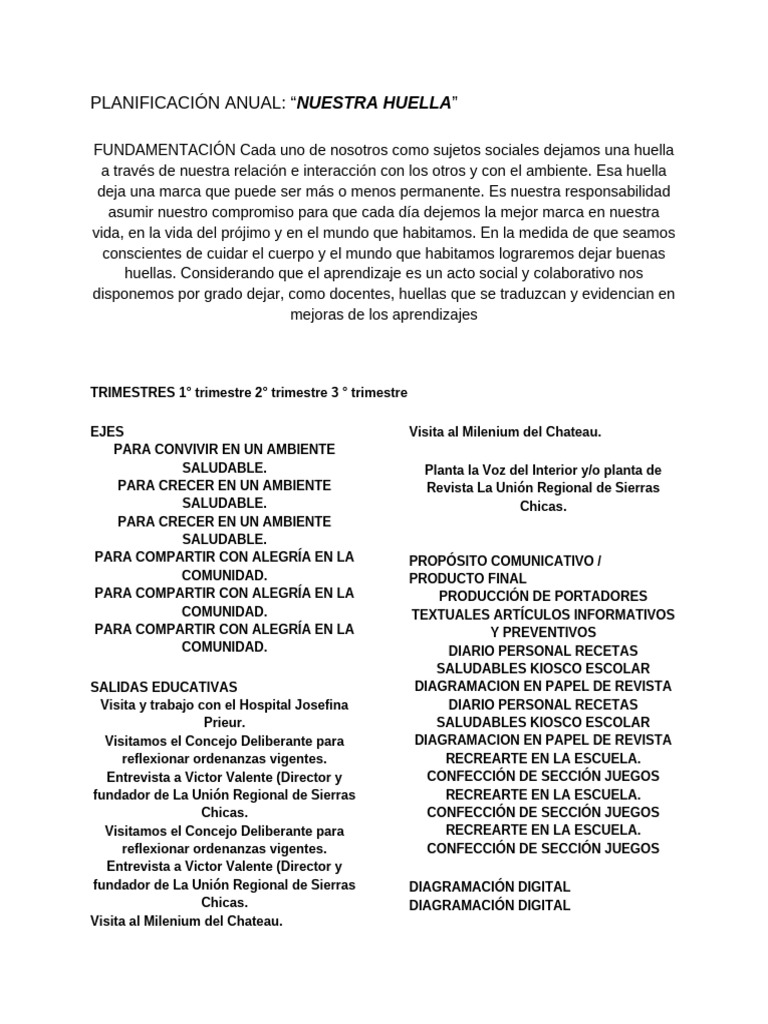 Proyecto Nuestra Huella | PDF