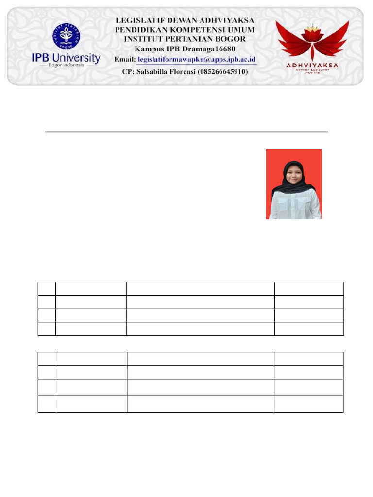 CV Calon Panitia Pemira Wilayah PKU IPB V | PDF