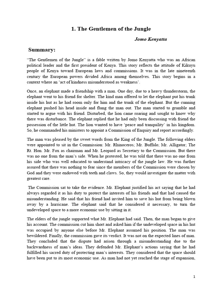 The Gentlemen of The Jungle Notes PDF | PDF