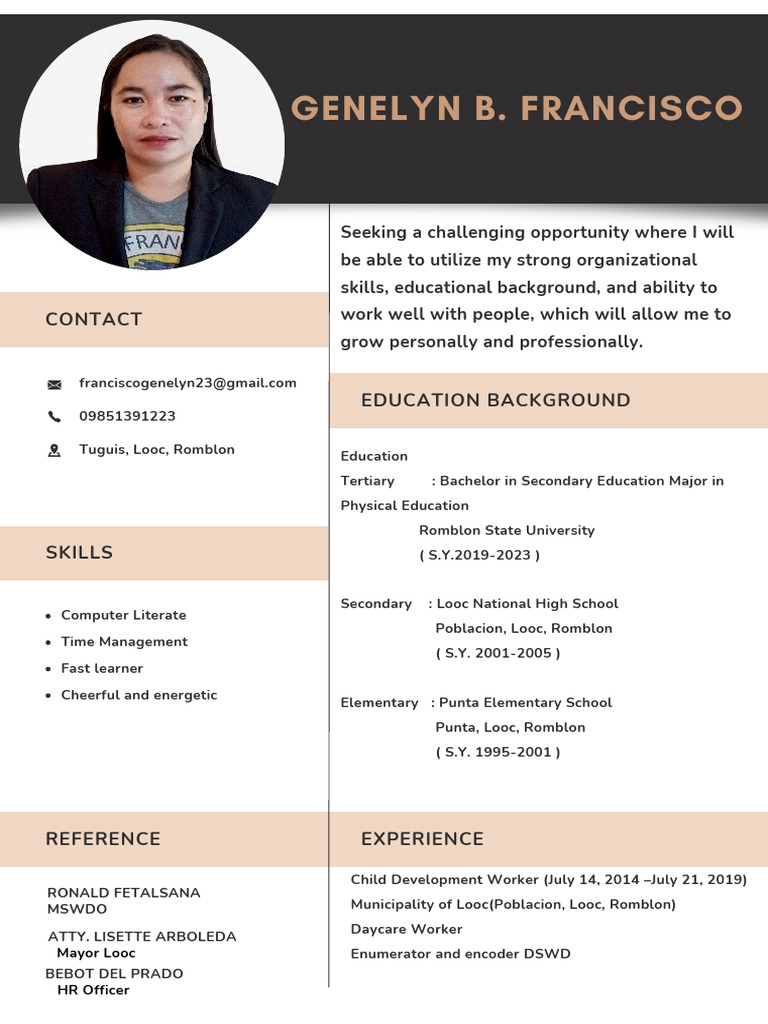 Genelyn B. Francisco: Child Development Worker Resume | PDF