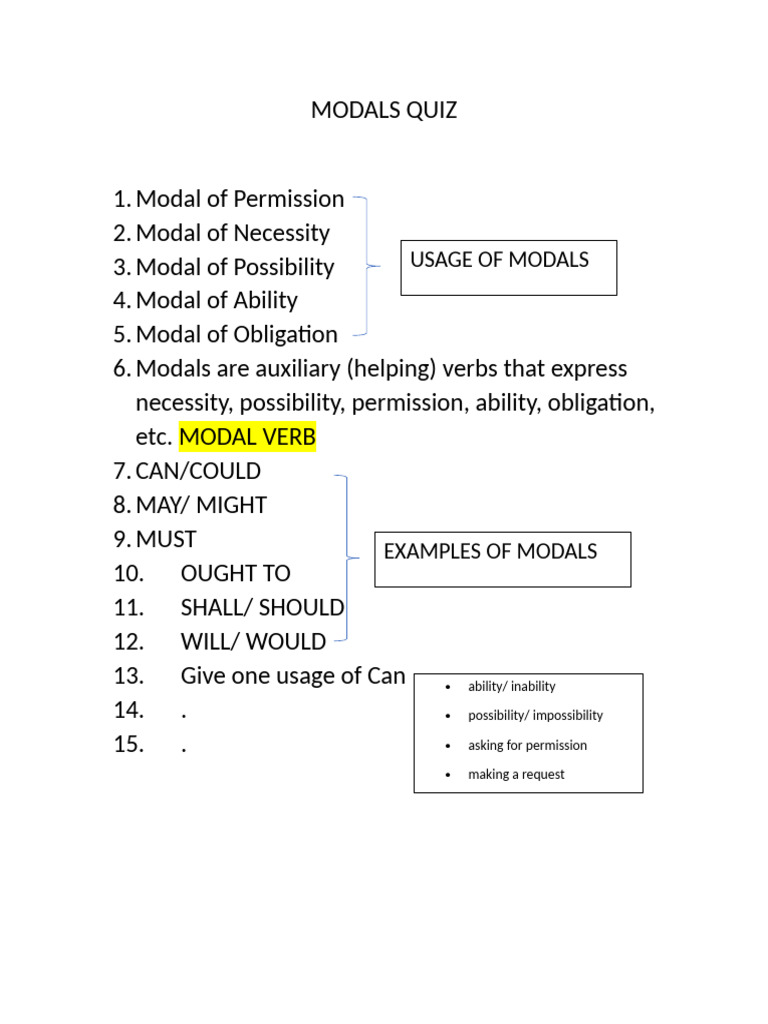 Modals Quiz | PDF