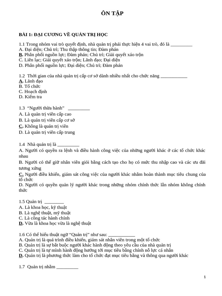 Cau Hoi On Tap | PDF