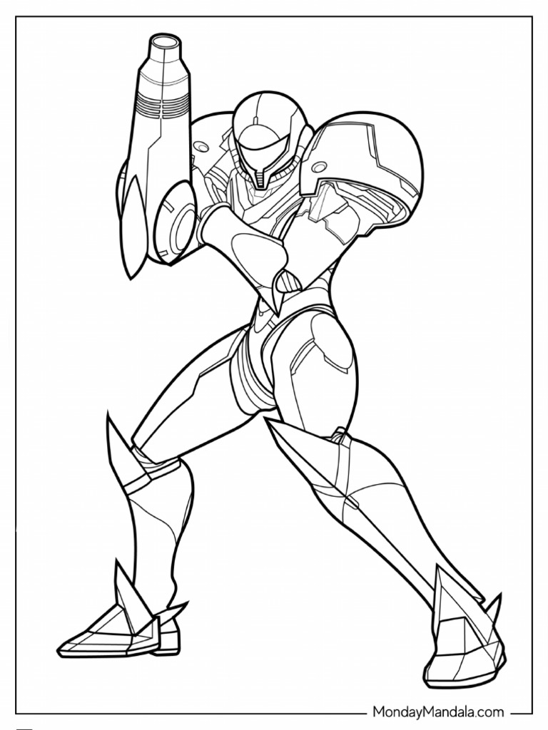 Easy Samus Aran Outline Coloring Sheet | PDF