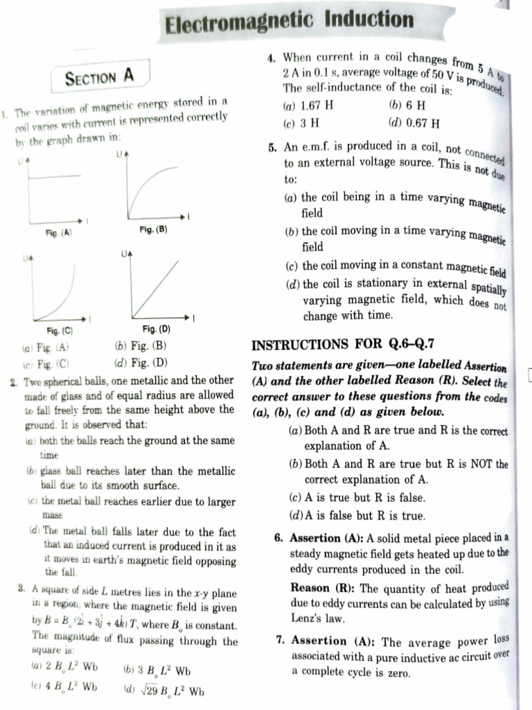 Electro Magnetic Induction for AISSCE-2025 | PDF