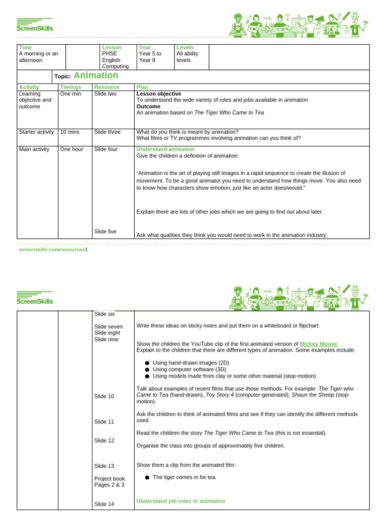 Animation Lesson Plan Final | PDF Animation Lesson Plan Final | PDF