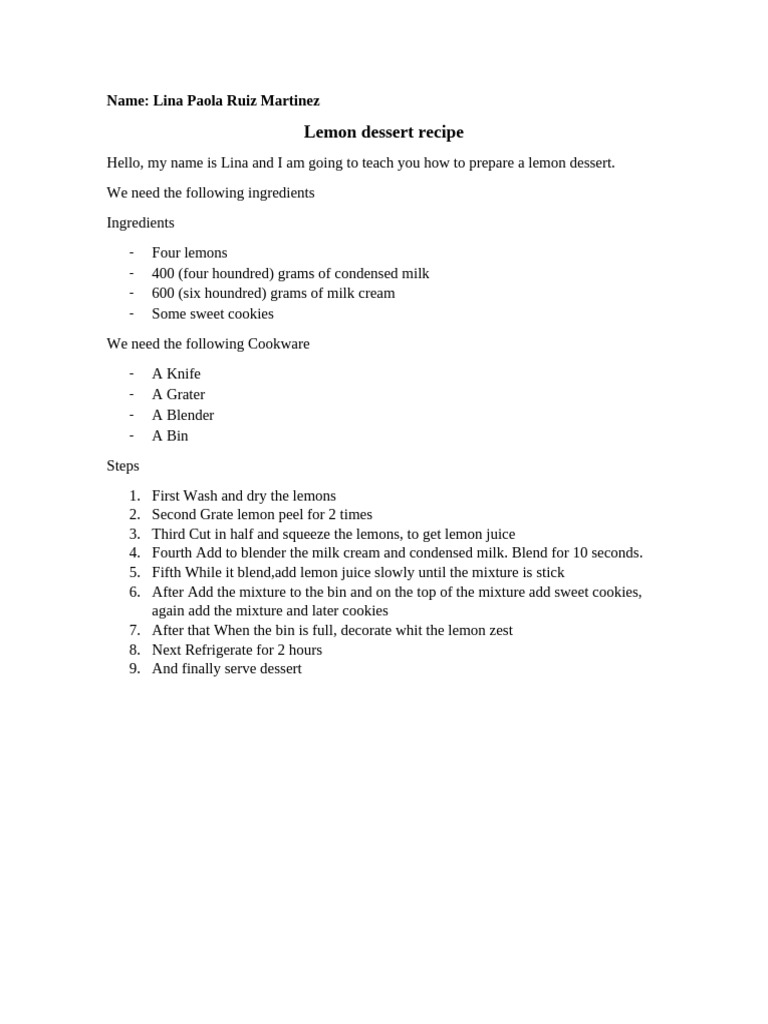 Recipe Lemon | PDF