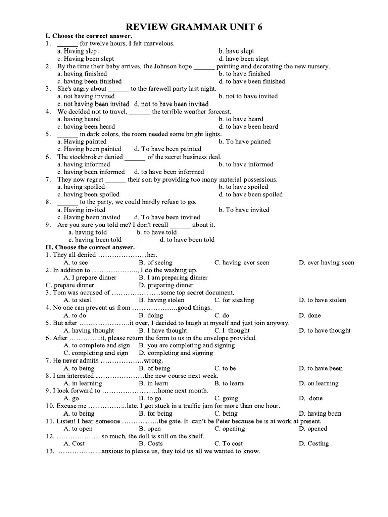 E11 UNIT 6- Grammar Review | PDF